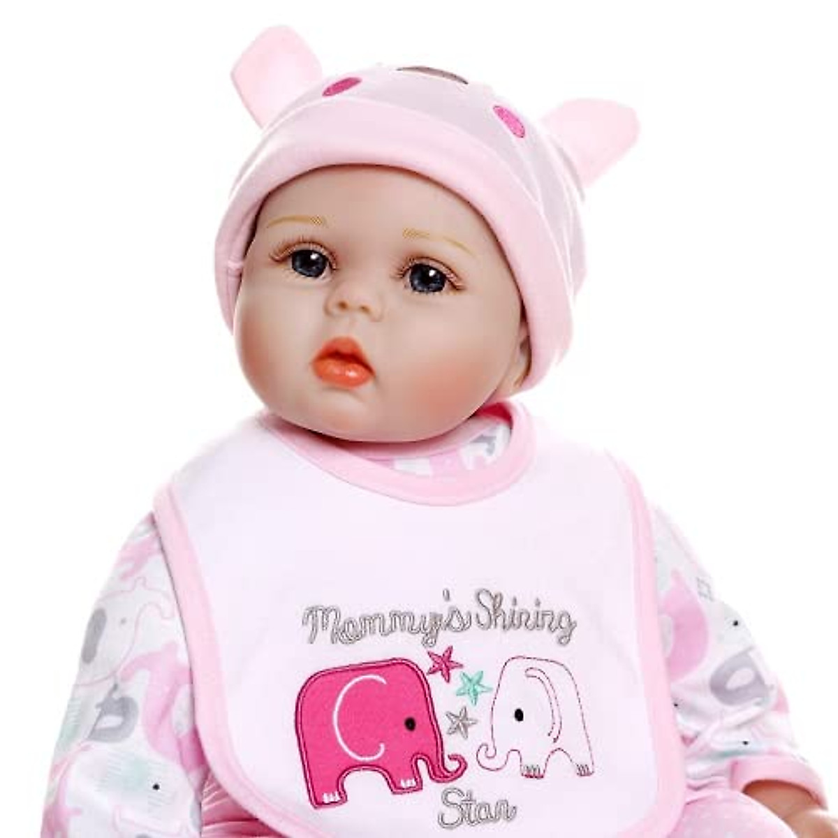 HFSMDM Baby Dolls Reborn Baby Doll 21 Inch Toddler Girl Lifelike Flexible Full Body Soft Real Touch Baby Doll Toy for Girls Newborn Baby Birthday Gift (Brown Eye Doll)
