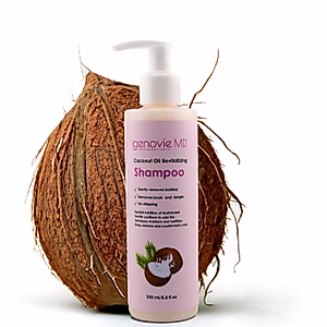 genovie MD Coconut Oil Revitalizing Shampoo for a Healthy and Silky Shine, Made for all Hair Types with Hydrolyzed Keratin Protein that Provides Moisture for Hair Roots and Damaged Hair, 8.8 fl oz