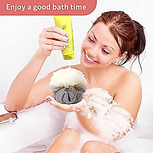 FARMOGA Bath Loofah Sponge Body Scrubber Shower Sponge Exfoliating Mesh Pouf Shower Ball Bath Sponges for Women and Men Bathing Accessories (4Pack 50G Dual Color)