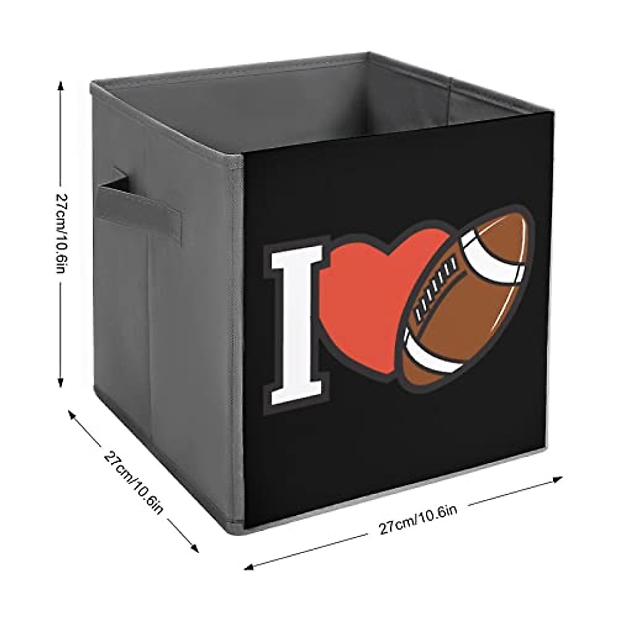 I Love Football Large Cubes Storage Bins Collapsible Canvas Storage Box Closet Organizers for Shelves
