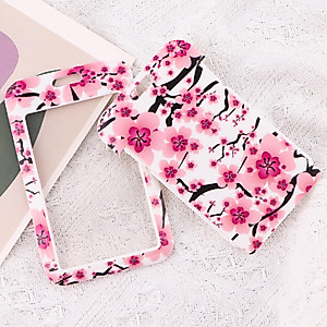 BKBKAAK Pink Flower Lanyard with ID Badge Holder and Retractable Reel Clip Girls Aesthetic Lanyard with ID Card Nametag Badge Holder for Keys School Office