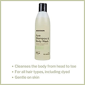McKesson Pure Shampoo and Body Wash, Sulfates, Dyes, Fragrance and Parabens Free, Unscented, 8 oz, 1 Count