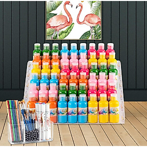 ESCULTORA 6Layers Acrylic Paint Organizer, Craft 3 Slot Paint Brush Holder, Perfect Paint Bottles Storage Rack For Storing 2oz Paint Bottles, Oil Paint Tubes, Miniature Paints