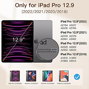 JETech Magnetic Case for iPad Pro 12.9 Inch 2022/2021/2020/2018 (6th/5th/4th/3rd Generation), Pencil 2nd Charging, Magnetic Attachment, Cover Auto Wake/Sleep (Black)