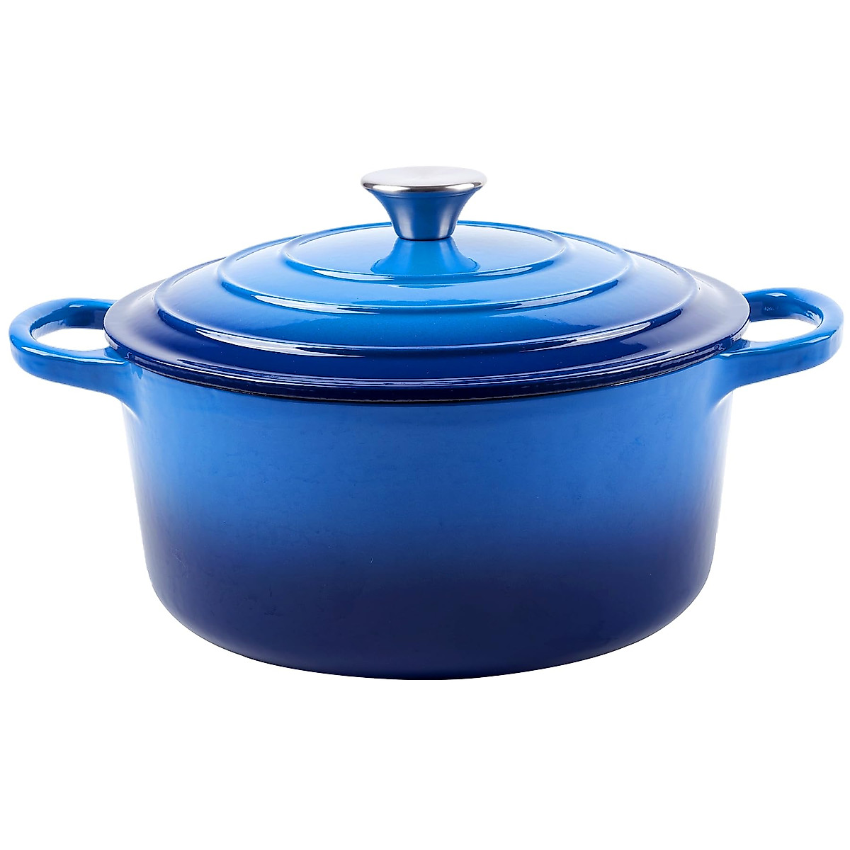 6 Quart Enameled Cast Iron Dutch Oven with Lid - Big Dual Handles - Oven Safe up to 500°F - Classic Round Pot for Versatile Cooking Blue