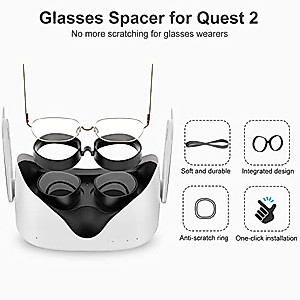 SUPERUS Face Cover Pad & Glasses Spacer Compatible with Oculus/Meta Quest 2 Accessories, Enhanced Comfort, and Prevent Your Glasses from Scratching VR Lenses (Black)