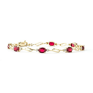 Galaxy Gold GG 14k Solid Yellow Gold Tennis Bracelet 4.21 ct Ruby Diamond - size 8.0