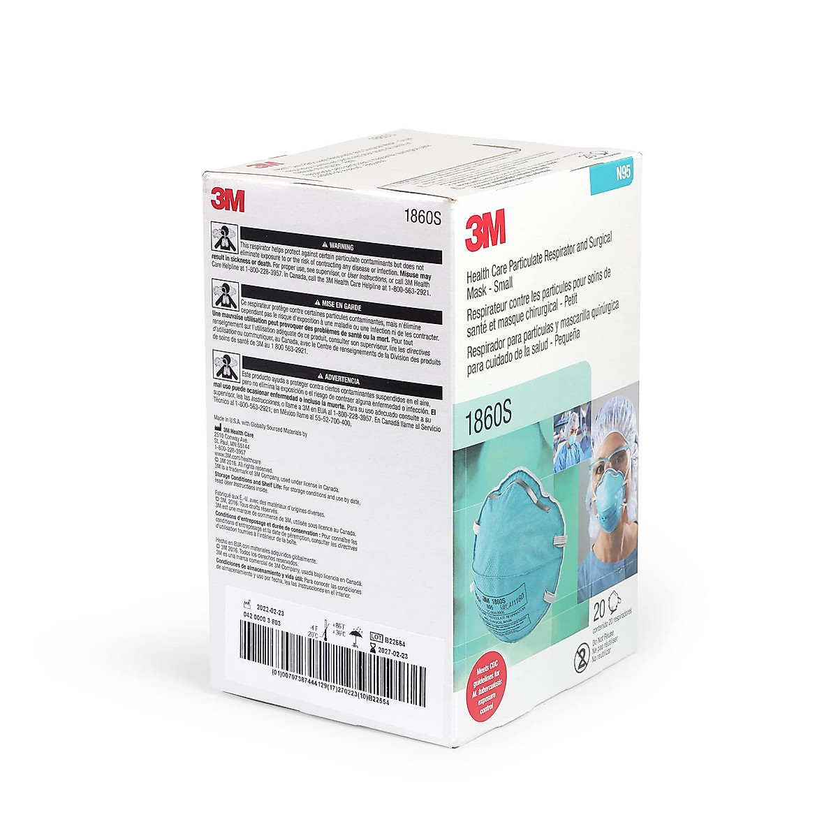 3M Health Care 1860S Particulate Respirator Mask Cone, Molded, Small (Pack of 120)