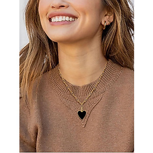 CILILI Preppy Necklace for Women, Forever Love Heart Enamel Pendant Paperclip Necklace 18K Gold Plated Jewelry Gifts