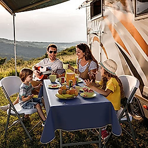 Dark Blue Vinyl Tablecloths - 54 In. x 108 In. - Pack Of 1 Rectangle Tablecloth - Dark Blue Flannel Backed Vinyl Tablecloths For Rectangle Tables - Plastic Table Cloths - Flannel Backing - Waterproof