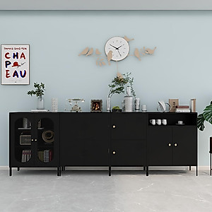 Fumedo 2 Mesh Door Metal Storage Cabinet for Bed Room,Living Room,Home,Hotel,Office,Garage,Kitchen,3-Tier,2 Removable Shelves (Mesh Door Cabinet, Black)