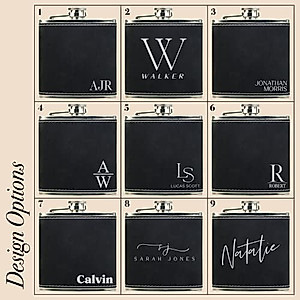 Personalized Flask For Wedding Gift. Customized Flask Gift Set. Engraved Leatherette Flask With Optional Gift Box For Groomsmen Gifts. Engraved Flask (Rawhide)