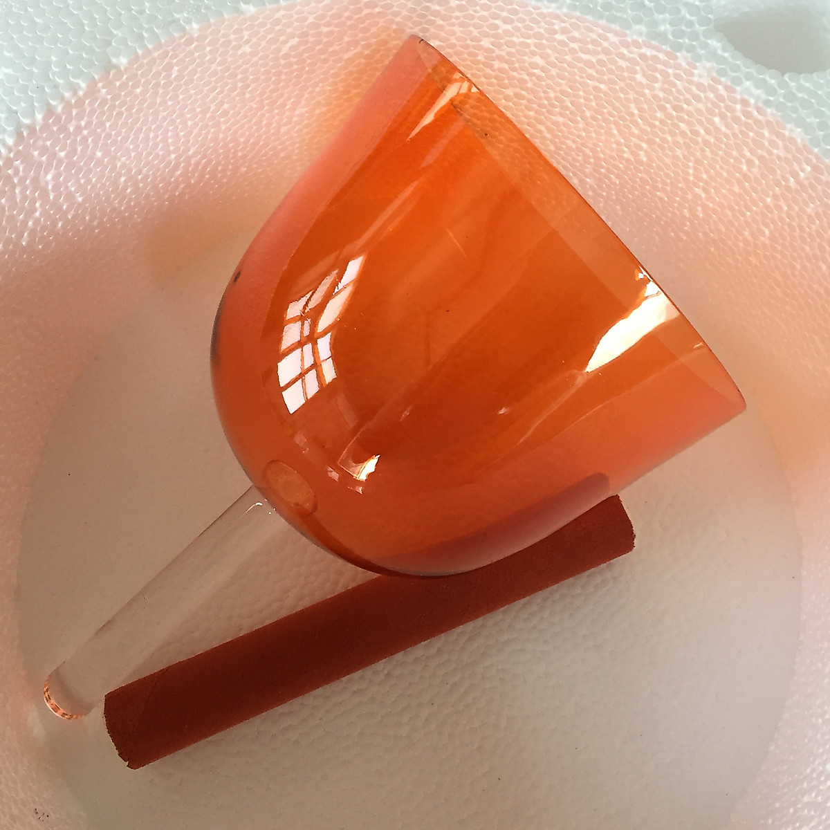 4th Octave 6.25" light orange color Crystal handle Singing Bowl 1Pcs,Perfect Musical Note D Sacral Chakra,Standard 432 or 440HZ for balancing and Yoga