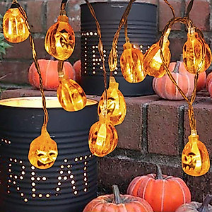 CCOOfhhc Halloween String Lights, 20/40 LED Pumpkin Halloween Lights Indoor Outdoor Party and Christmas Decoration Warm White