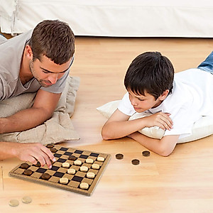 Gamie Wooden Checkers Board Game, Wood Family Board Game for Game Night, Indoor Fun and Parties, Develops Logical Thinking and Strategy, Best Gift Idea for Kids