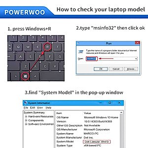 POWERWOO 3RNFD Replacement Battery for Dell Latitude 14 7000, E7450 E7440 Series PFXCR 34GKR F38HT G95J5 3RNFD G0G2M T19VW 909H5 0G95J5 5K1GW 451-BBOG PFXCR F38HT 451-BBFV 451-BBFT 451-BBFY 38Wh 7.4V