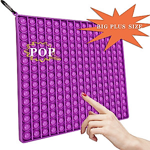 Jumbo Pop 225 Bubbles Big Pop Fidget Toy, Big Size Push Pop Sensory Toy, Cheap Blue Purple Rainbow Large Giant Huge Pops, Extra Large Square Stress Relief Autism Toy for Men and Women (Purple)