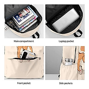 FeHuew 17 inch Backpack Cartoon Cute Corgi Dog Butt Laptop Backpack School Bookbag Shoulder Bag Casual Daypack