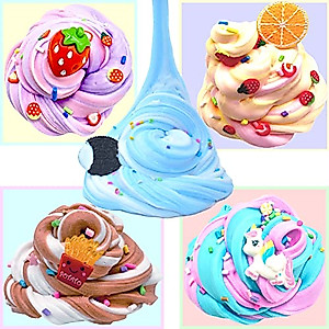 5 Pack Butter Slime,Pink Strawberry, Blue Ice Cream, Coffee Cotten Candy Slime with Dual Colors, Super Soft and Non-Sticky, Birthday Gifts for Girl and Boys