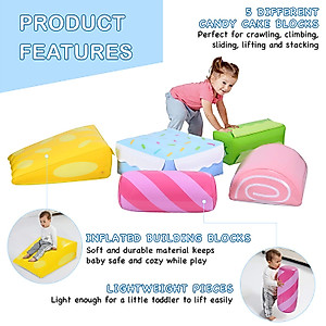 Playtime by Magifire Inflatable Climbing Blocks: Increase Motor Skills with This Dessert Themed 5-Piece Set, Toys, Safe for Kids with BPA-Free Plastic, Gifts for Toddlers 1-3