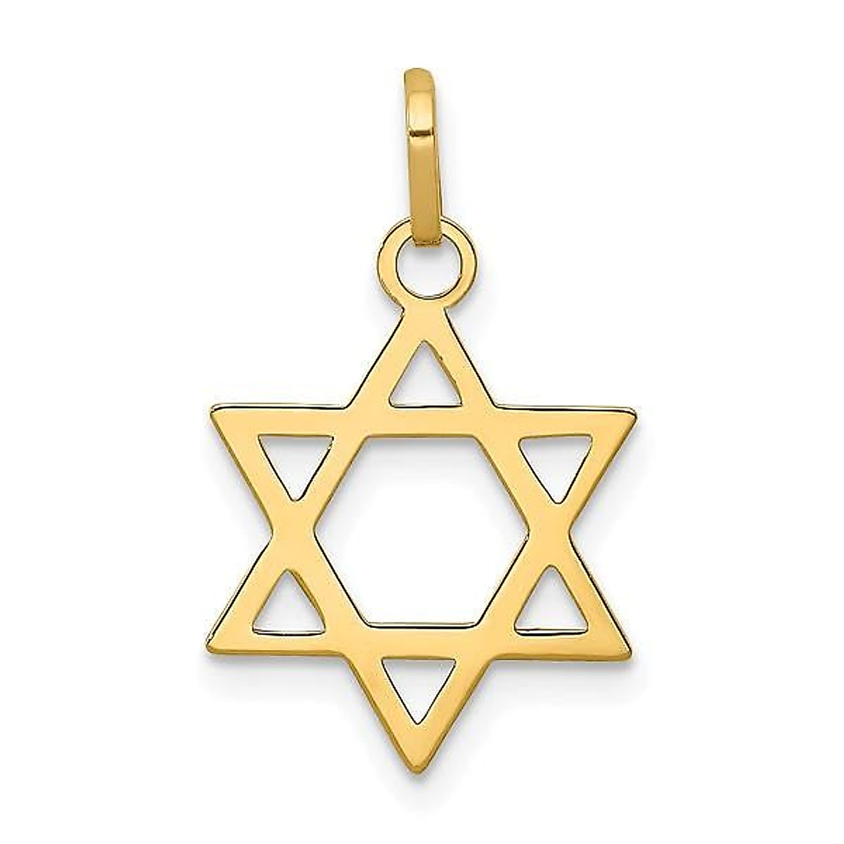 14K Yellow Gold Star of David Jewish Magen Necklace Judaica Religious Pendant Israel Charm Only