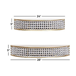 Deco 79 Metal Geometric Wall Shelf with Crystal Embellishments, Set of 2 5", 5"H, Gold