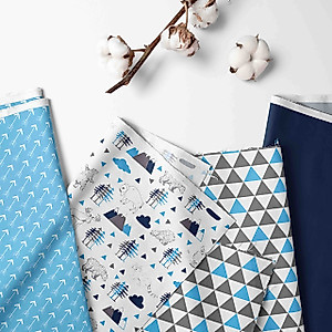 Bacati Woodlands Boys Cotton Nursing Pillow Cover, Aqua/Navy/Grey