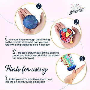 12pack No Mess Confetti Poppers,Graduation Streamer Poppers,Hand Throw Party Poppers,Magic Paper Cracker for Easter Celebration Birthday,Engagement,School Party,Wedding Send Off Party Favors