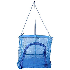 Cabilock Herb Drying Rack Net Dryer Layer Folding Hanging Basket Dryer Bag Collapsible Mesh Hanging Drying Net for Vegetable Flowers Plants 35X35X30cm (Blue)