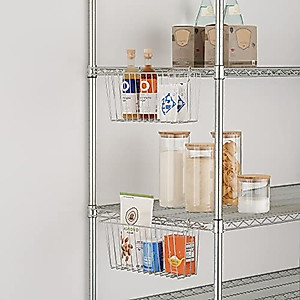 TRINITY EcoStorage 15-Inch Metal Hanging Basket to Use With Shelf Units and Storage Racks for Garage, Kitchen, and Closet Organization, NSF Certified, 10 Pound Capacity, Chrome, 2-Pack