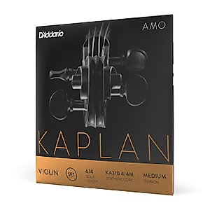 D'Addario Kaplan Amo Violin Strings - Full Set - KA310 4/4M - Violin Strings - 4/4 Scale, Medium Tension