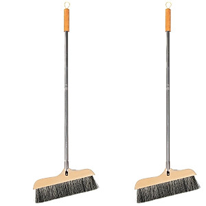 2pcs Broom Soft Bristles Hardwood Floors Indoor Sweeping Broom Bedroom Kitchen Bathroom Handle Ideal Home Cleaning