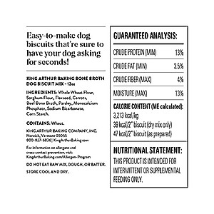 King Arthur Baking Company Dog Biscuit Mix, Beef Bone Broth & Carrot, Homemade Dog Treats, 12oz