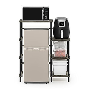 Furinno Turn-N-Tube Toolless Kitchen Storage Shelf Tall, French Oak Grey/Black, Fridge Space