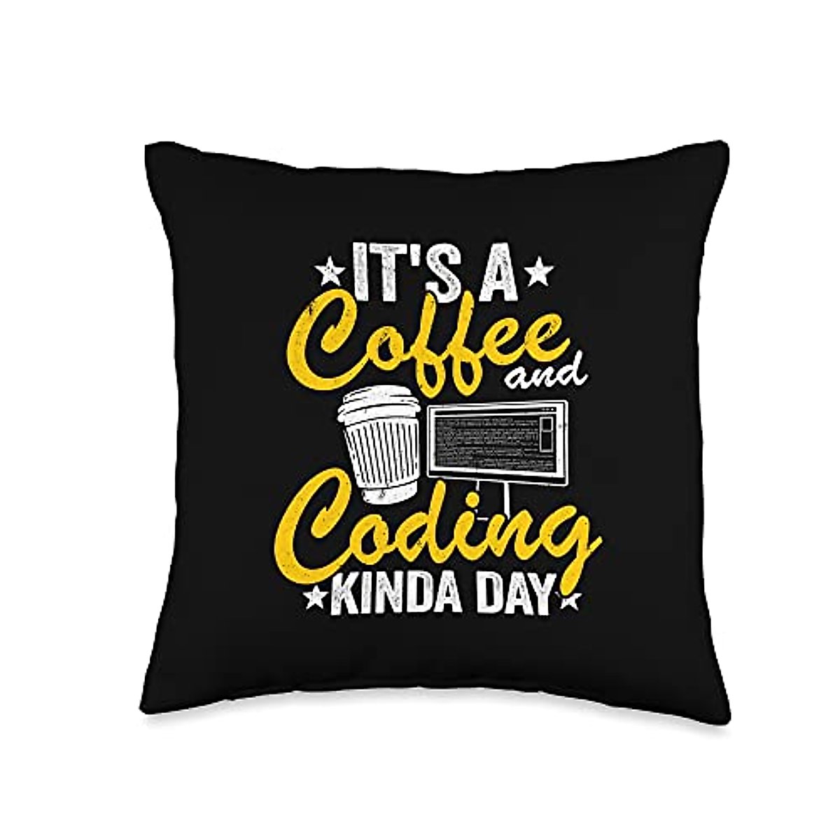 Coding Geeks & Nerd Computer Science Gifts For Men It's A Coffee and Coding Kinda Day Geek Computer Programmer Throw Pillow, 16x16, Multicolor