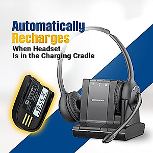 Synergy Digital 82742-01, 84598-01, 204755-01 Battery Combo Pack Compatible for Plantronics Wireless Headset Systems - Pack of 2 Replacement Lithium Polymer Battery Automatically Recharges in Cradle