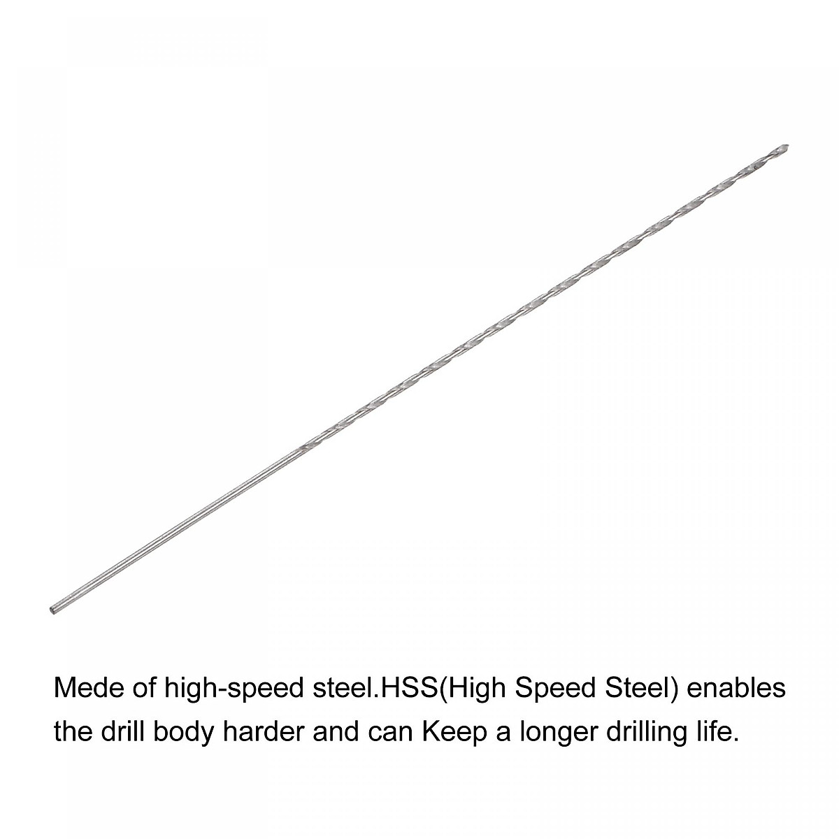 uxcell 10 Pcs 0.8mm Mini Micro Twist Drill Bits, High-Speed Steel Straight Shank Extra Long Drill Bit 80mm for Aluminum Alloy