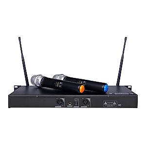 GTD Audio 2x800 Adjustable Frequency UHF True Diversity Wireless Handheld Microphone Mic System Ideal for Church, Karaoke, Dj Party, Range 400 ft