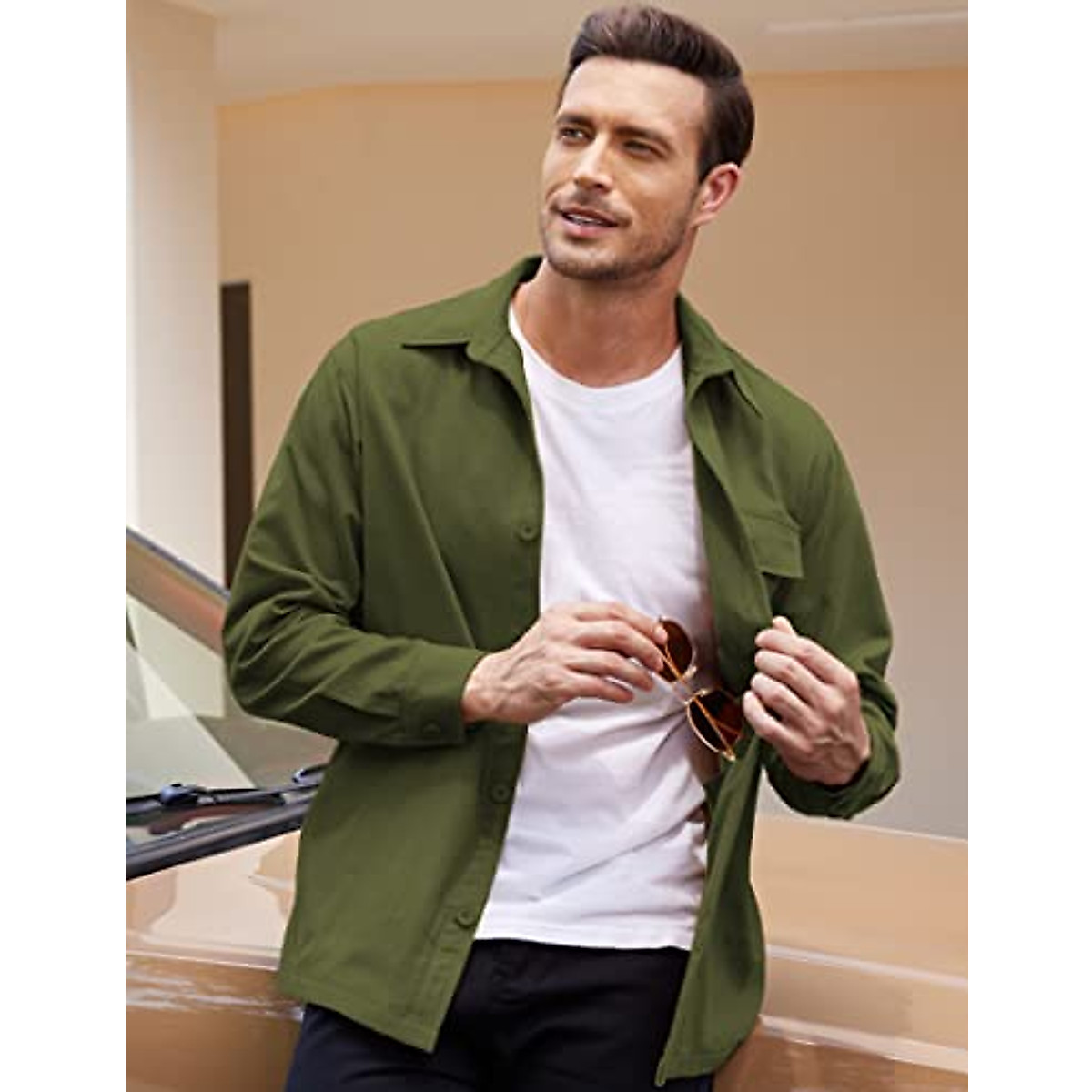 COOFANDY Men's Work Jacket Casual Designer Warm Shirt Jacket Outdoor Hiking Jackets
