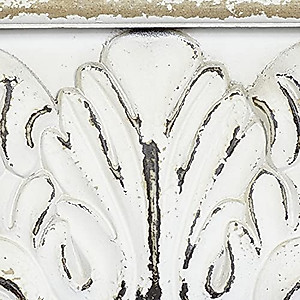 Deco 79 Wood Scroll Distressed 1 Shelf Wall Shelf, 36" x 6" x 9", White