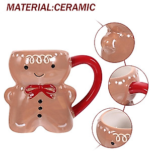 Amosfun Gingerbread , Ceramic Christmas Coffee Cup Christmas Character Mugs Xmas Party Tea Cup Novelty Drinking Cup for Hot Chocolate Cocoa Mugs