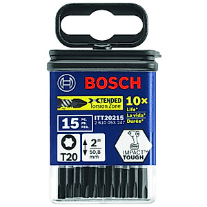 BOSCH ITT20215 15-Pack 2 In. Torx #20 Impact Tough Screwdriving Power Bits