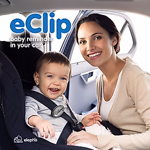Elepho eClip Baby Safety Reminder for Car | Easily Attaches to Infant Car Seat, Seat Belt or Diaper Bag | Smartphone App Sends Automatic Alerts via Bluetooth for Temperature & Proximity Warnings