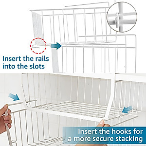 2 Pack Under Shelf Basket, Metal Wire Undershelf Storage Baskets for Cabinet Thickness Max 1.2 inch, Space Saving Hanging Organization for Cupboard Kitchen Counter Pantry Bookshelf, Chrome