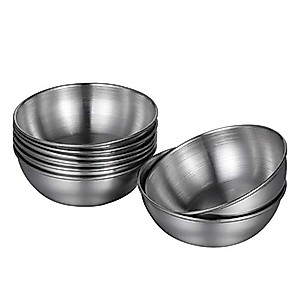 Healeved 8pcs Stainless Steel Sauce Dishes Round Seasoning Dishes Sushi Dipping Bowls Saucers Bowl Mini Appetizer Plates Seasoning Dish Saucer Plates Mini Bowls 3.15 Inch