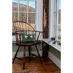 Chandler 4 Corners Artist-Designed Honey Bee Hand-Hooked Wool Decorative Petite Throw Pillow (8” x 12”)