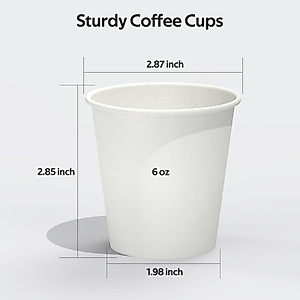 Dealusy 100 Count Paper Cups 6 oz, Leak-Free Food Safe 6oz Cups, Paper Coffee Cups, Hot Cups, Disposable Small Paper Cups