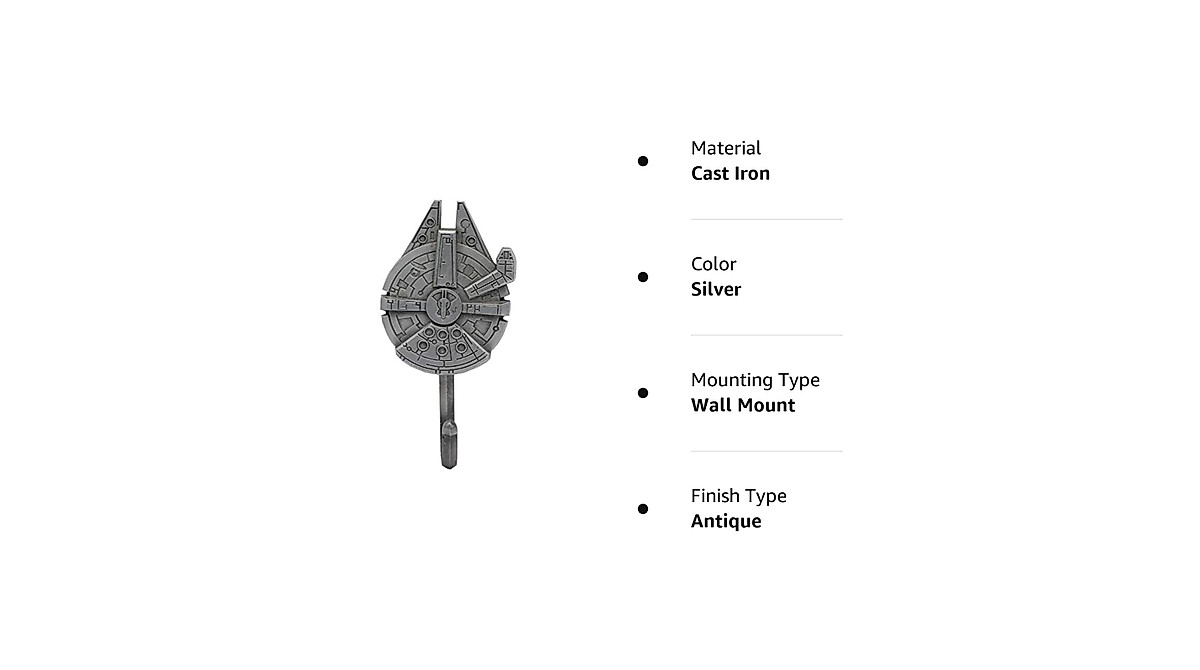 Millennium Falcon Cast Iron Wall Hook | Star Wars Decor