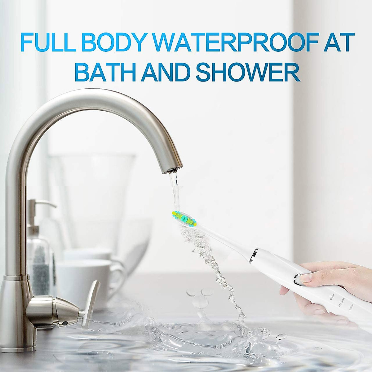 Rolg Electric Sonic Toothbrush, Powerful Rechargeable Sonic Toothbrush with 3 Brushing Modes, 2 Minutes Automatic Timer or Free Control Sonic Toothbrush for Travel, Kids, Adult, White