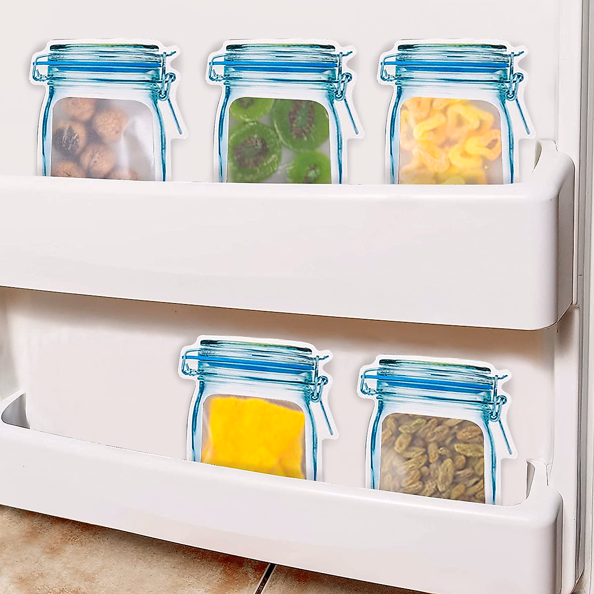 Enkrio 36 Pack Mason Jar Zipper Bags, Reusable Airtight Seal Food Bag Leakproof Nuts Candy Cookies Bag for Travel Camping